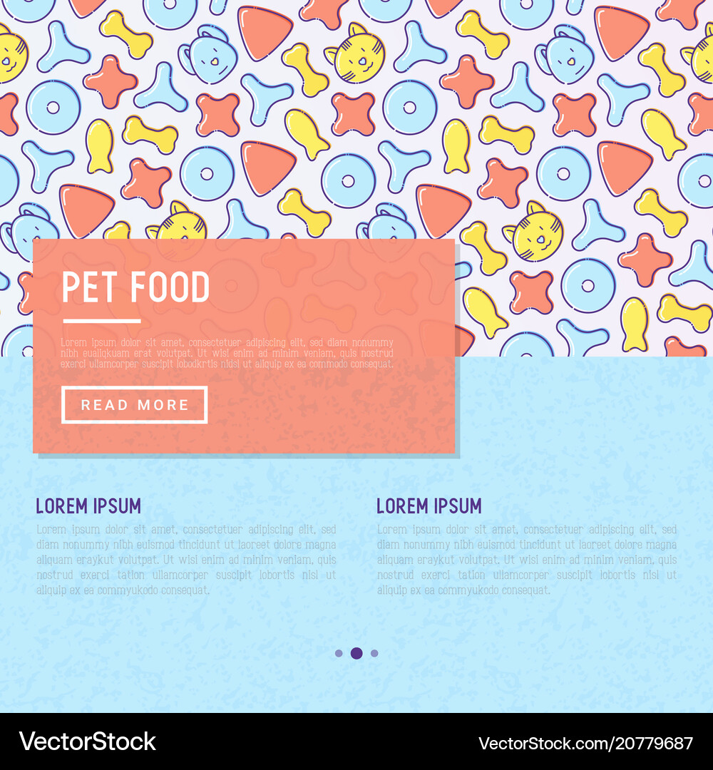 Pet food concept with thin line icons Royalty Free Vector