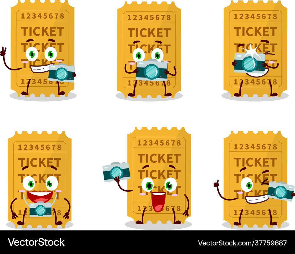 Photographer profession emoticon with ticket Vector Image