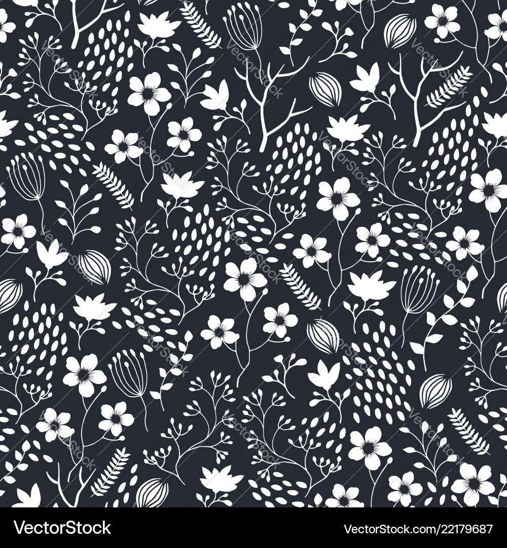 Seamless floral pattern with white flowers and Vector Image