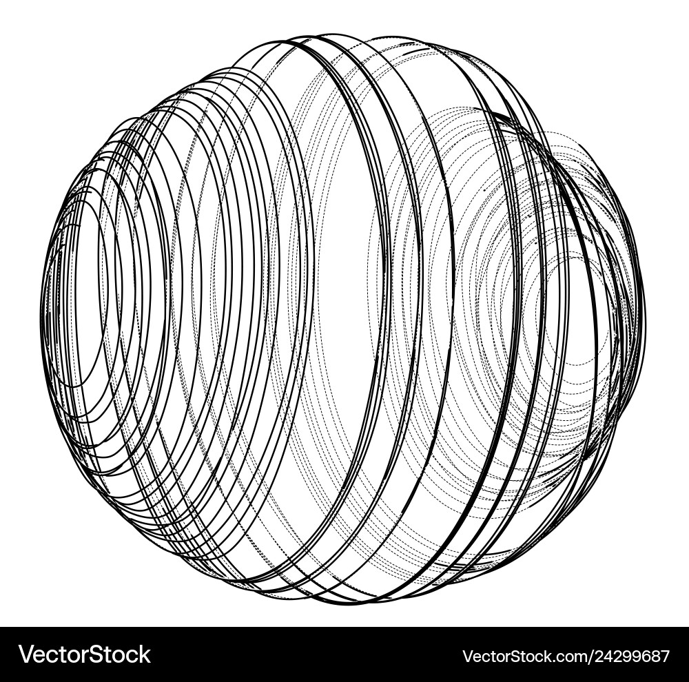 Sphere of spirals outline Royalty Free Vector Image