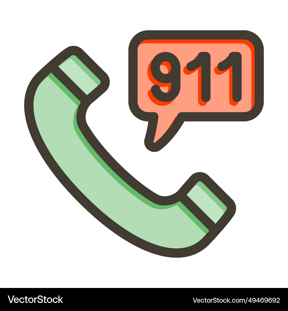 911 call thick line filled colors icon Royalty Free Vector
