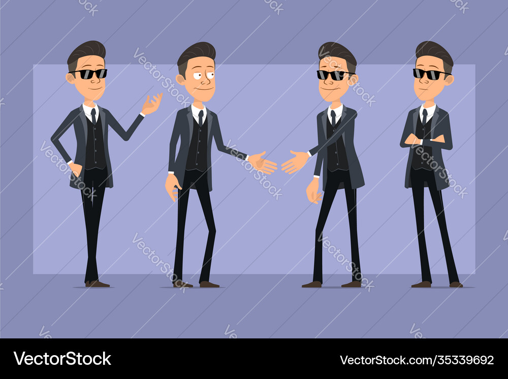Cartoon flat funny mafia man character set Vector Image