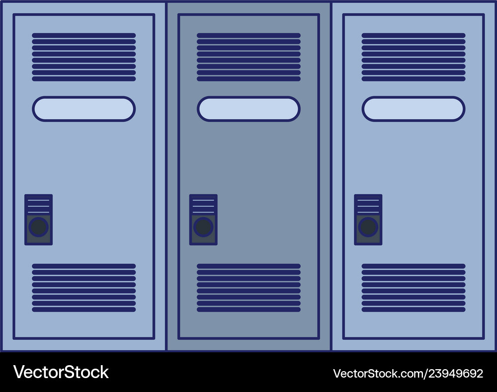 Gym lockers storage isolated blue lines Royalty Free Vector