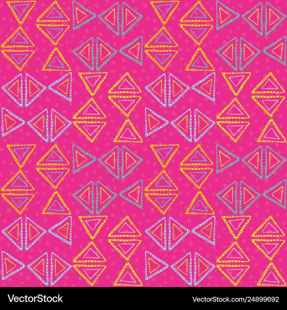 Hand drawn funky neon blue yellow pink triangles Vector Image