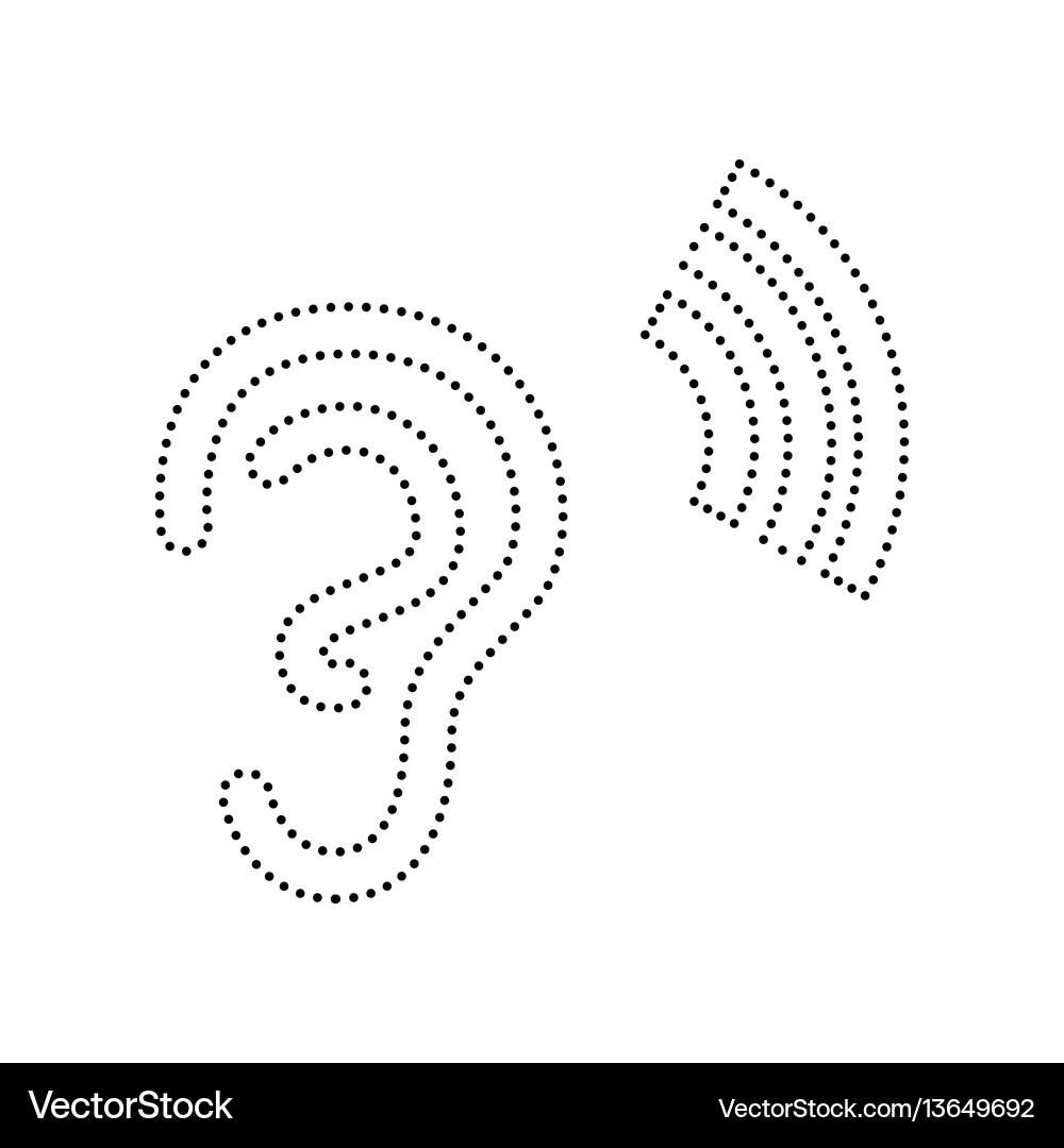 Human ear sign black dotted icon on white Vector Image