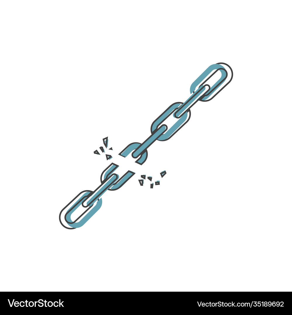 Icon broken chain on cartoon style on white Vector Image