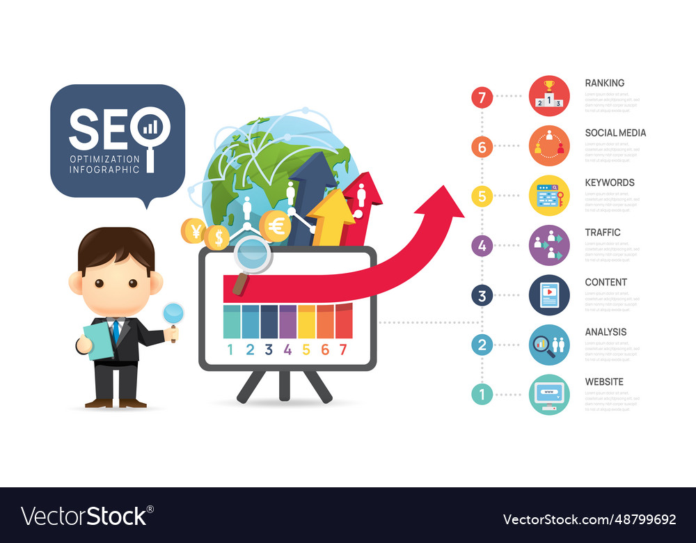 Infographic template seo optimization diagram pres