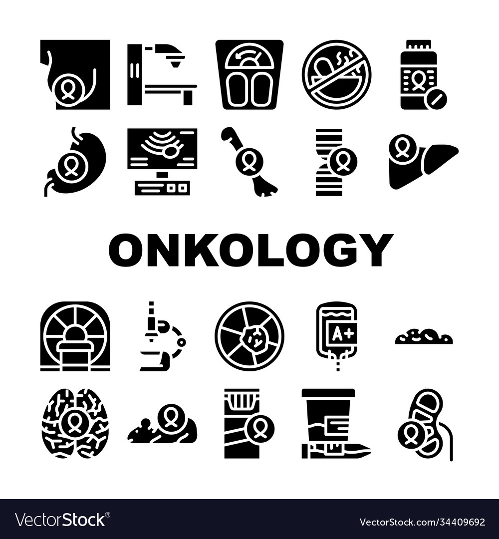 Oncology examination collection icons set Vector Image Oncology examination collection icons set Vector Image