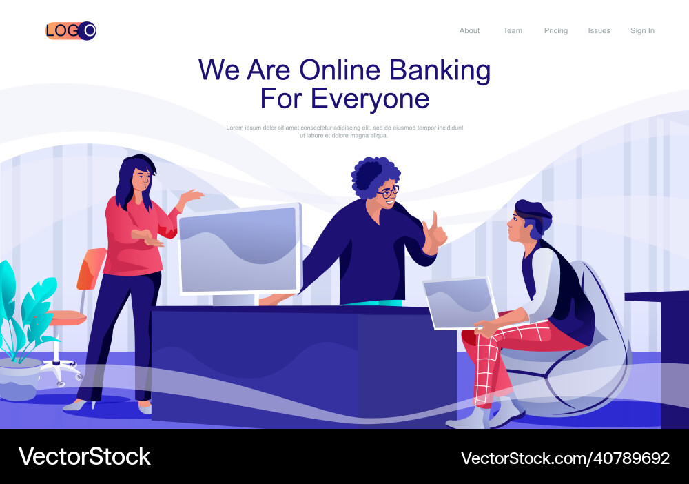 Online banking concept isometric landing page Vector Image