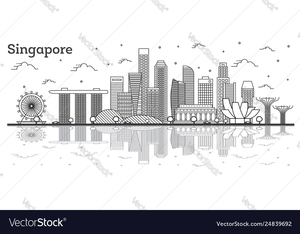 Outline singapore city skyline with modern Vector Image Outline singapore city skyline with modern Vector Image