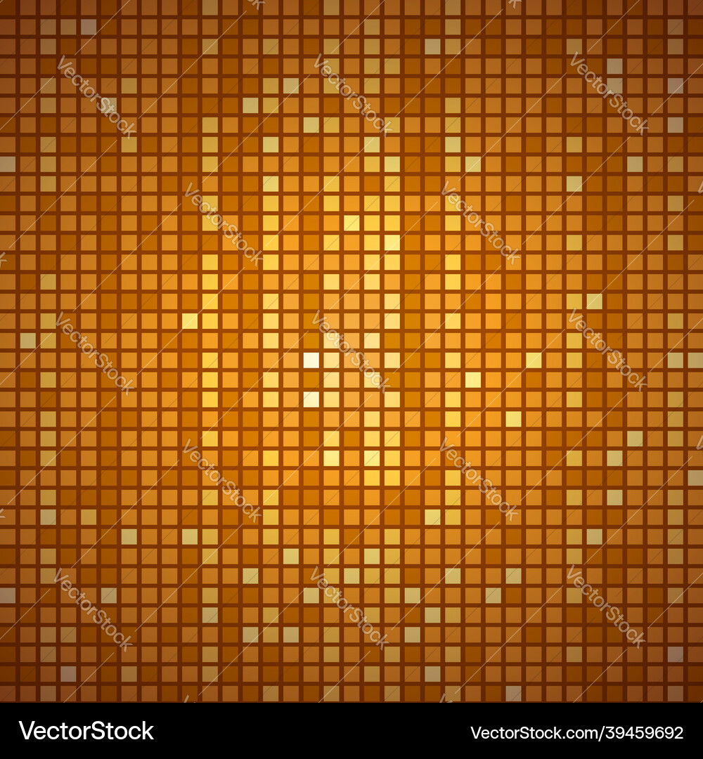 Pixel golden background textured gold mosaic Vector Image