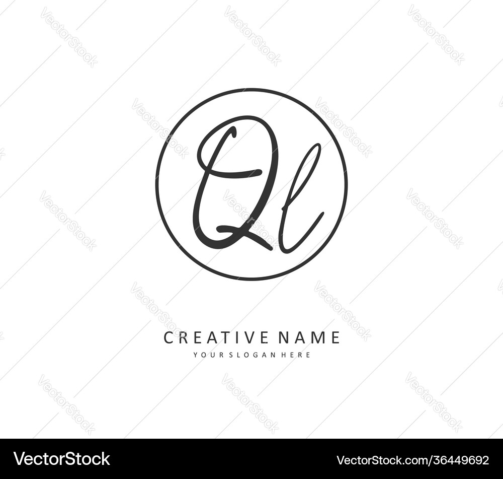 Ql initial letter handwriting and signature logo Vector Image