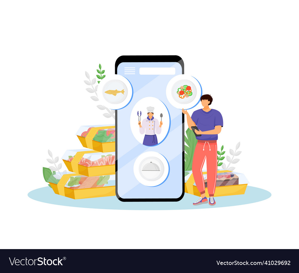 Restaurant food online ordering flat concept Vector Image Restaurant food online ordering flat concept Vector Image