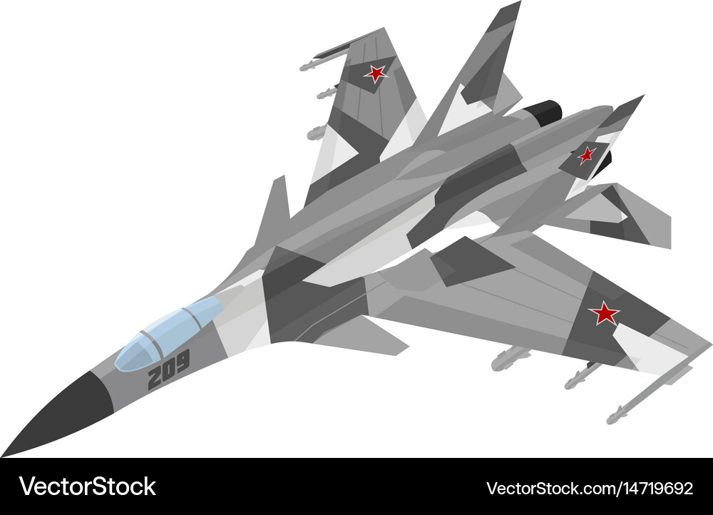 Russian jet fighter aircraft painted Royalty Free Vector