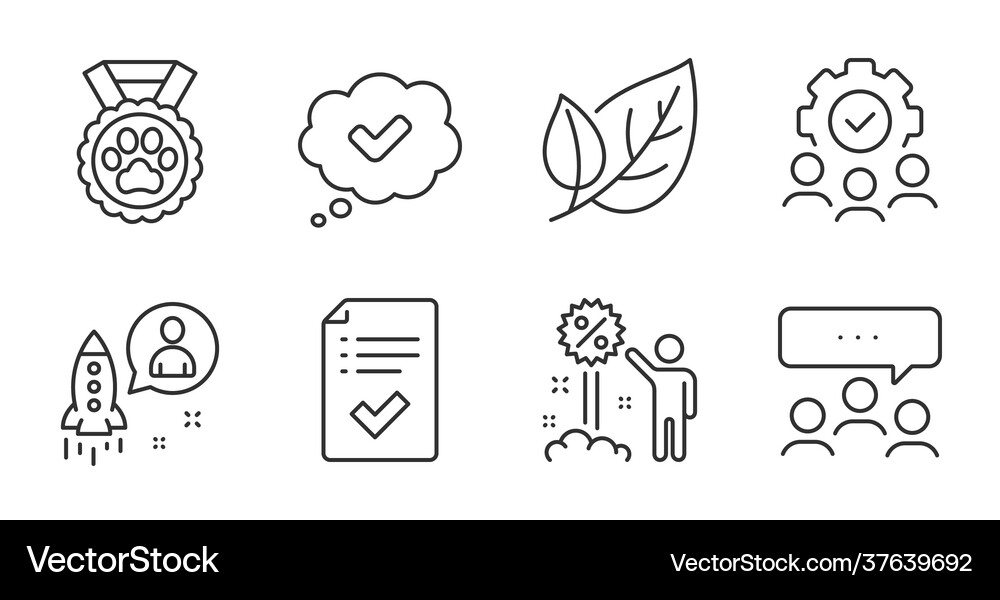 Teamwork leaf and dog competition icons set Vector Image
