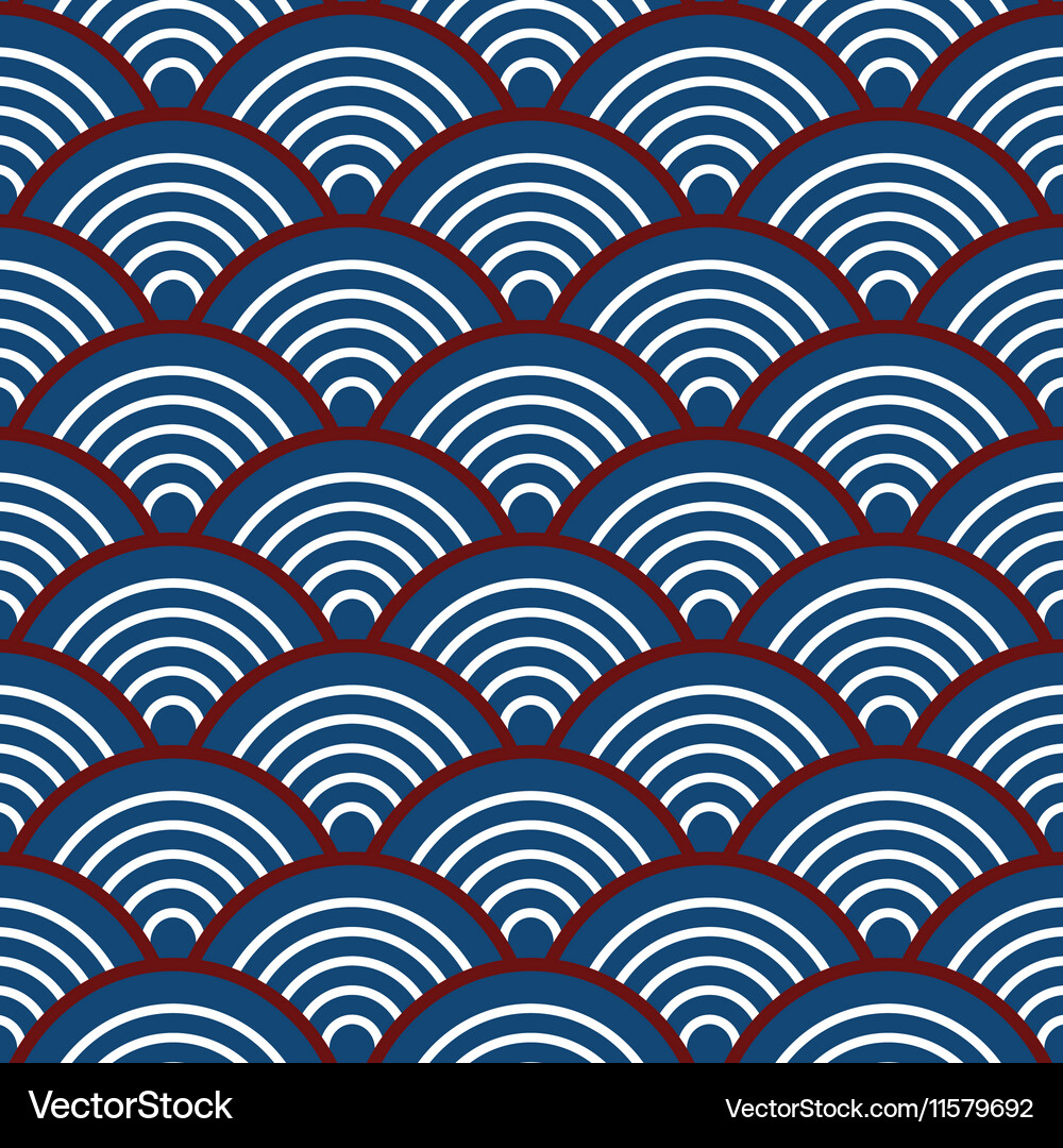 White Blue Red Traditional Wave Japanese Vector Image