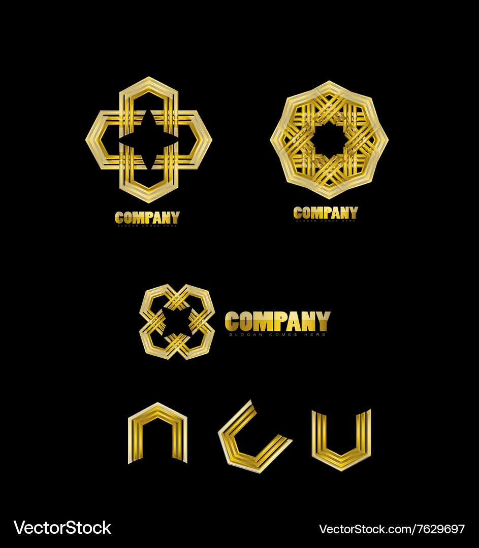 Abstract company gold logo icon Royalty Free Vector Image