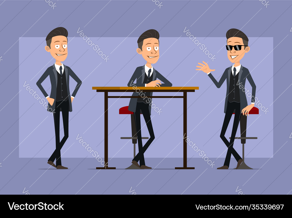 Cartoon flat funny mafia man character set Vector Image