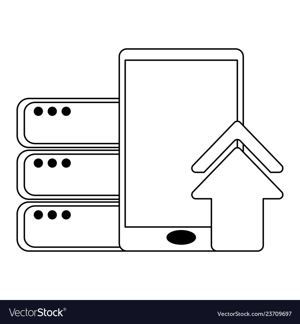 Cloud computing technology black and white Vector Image