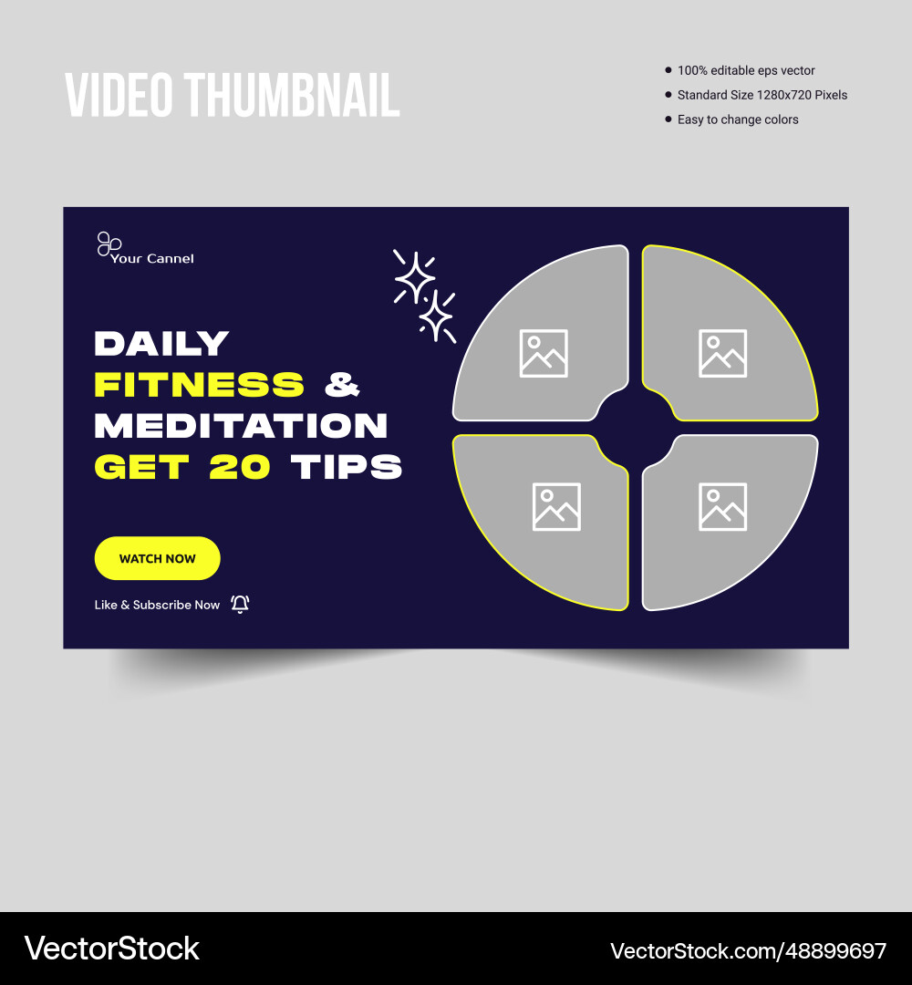 Customizable thumbnail design for fitness Vector Image
