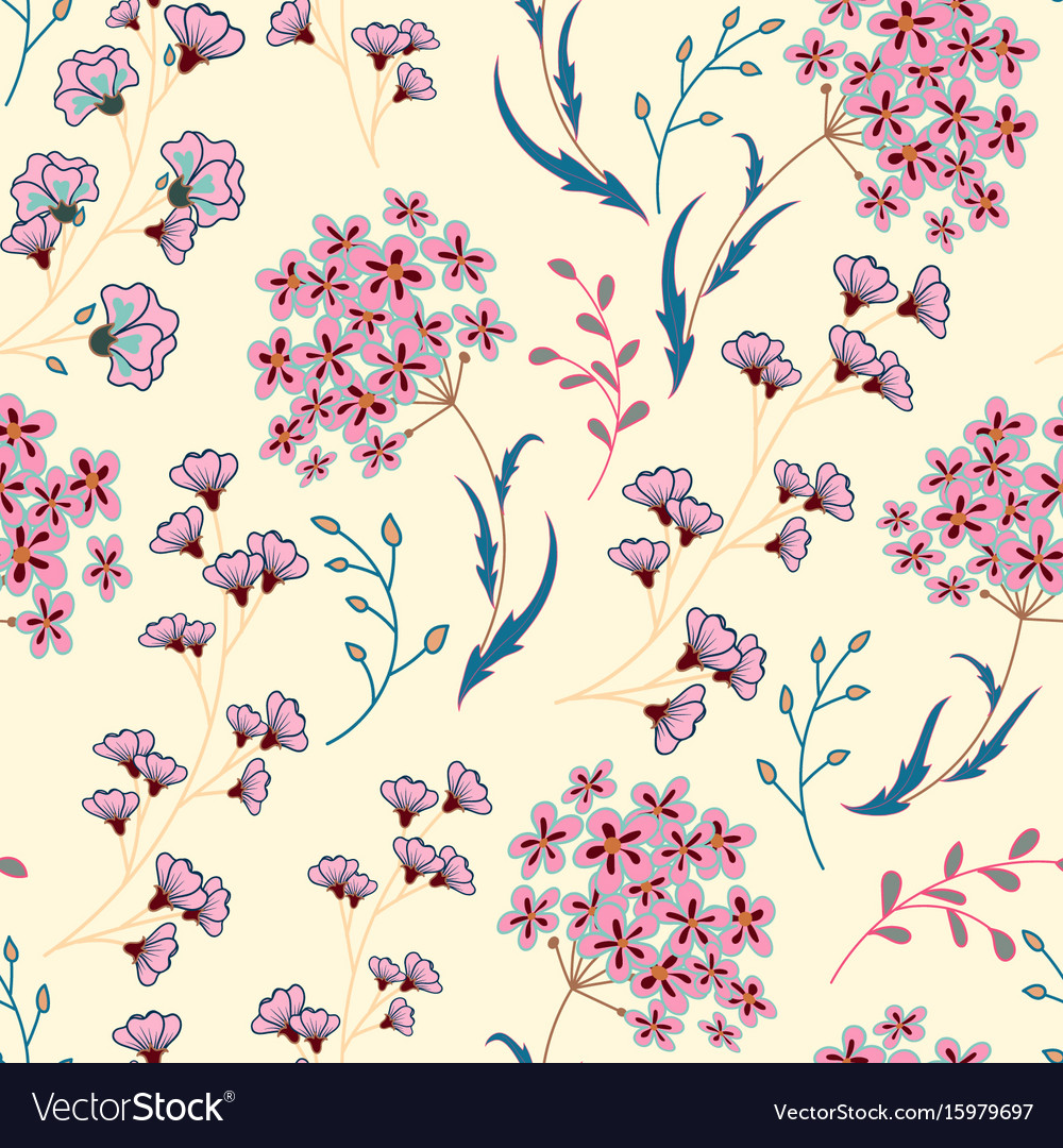 Cute floral pattern in small flower motifs Vector Image