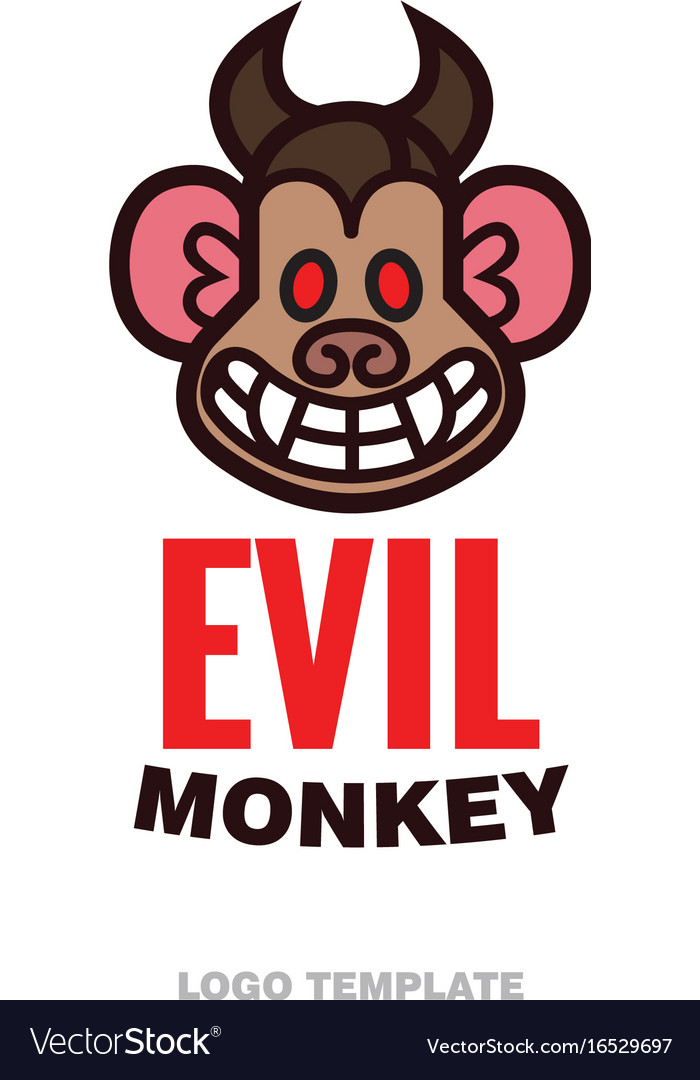 Evil monkey head logo template Royalty Free Vector Image