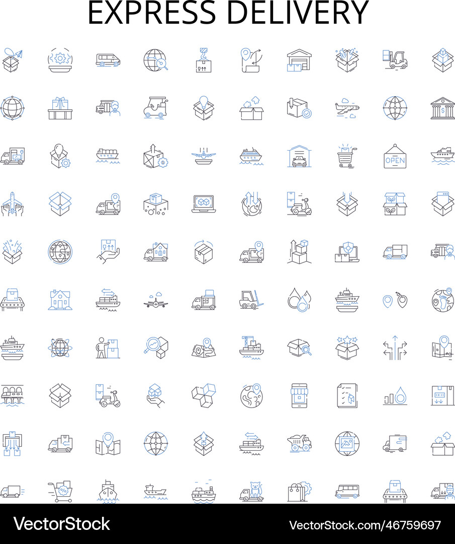 Express delivery outline icons collection Vector Image