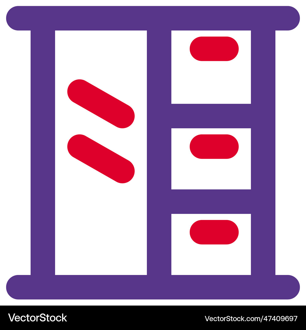 Mirror wardrobe with various drawers Royalty Free Vector