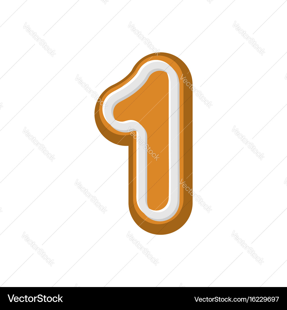 Number 1 gingerbread font peppermint honey-cake Vector Image
