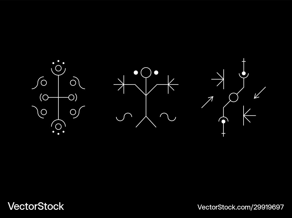 Occult geometry symbol set with circles lines Vector Image