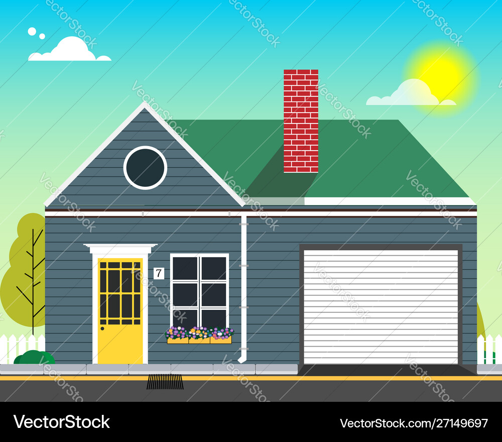 One-story residential building Royalty Free Vector Image
