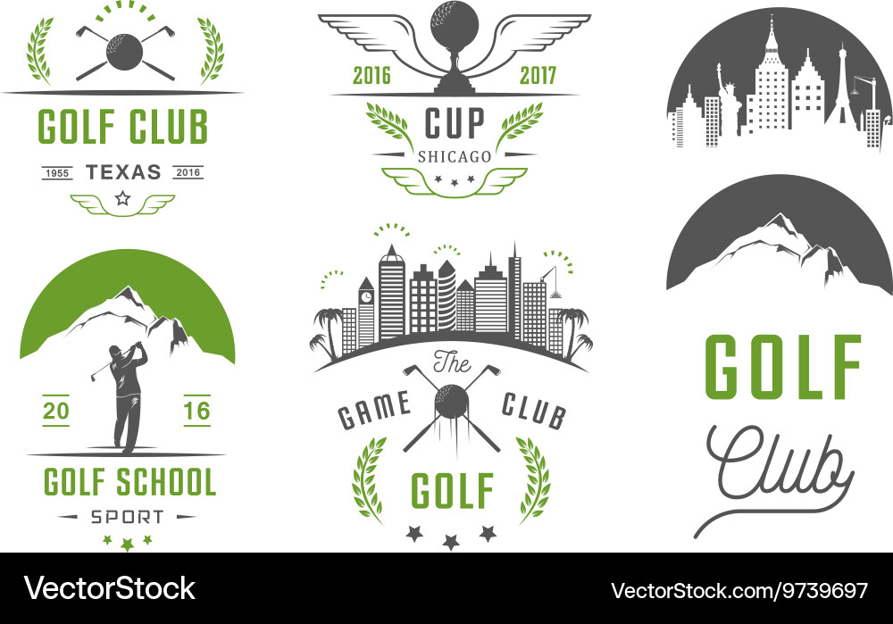 Set of golf logo labels and emblems Royalty Free Vector