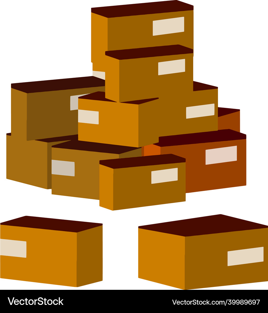 Set of parcels in cardboard boxes Royalty Free Vector Image