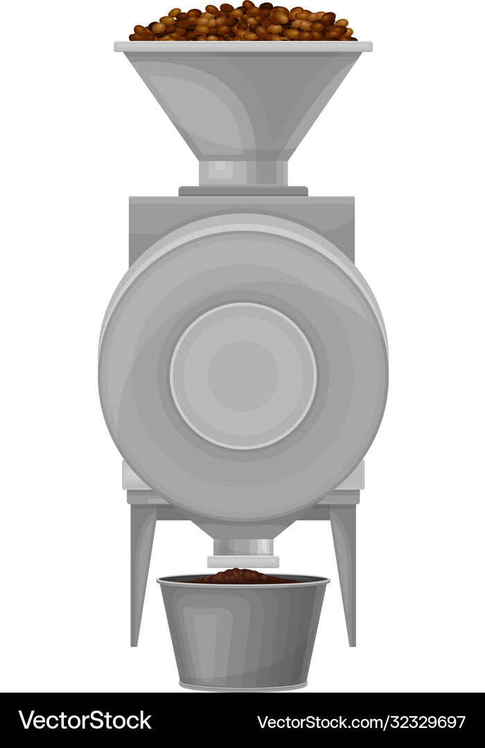 Steel container for grinding beans as coffee Vector Image