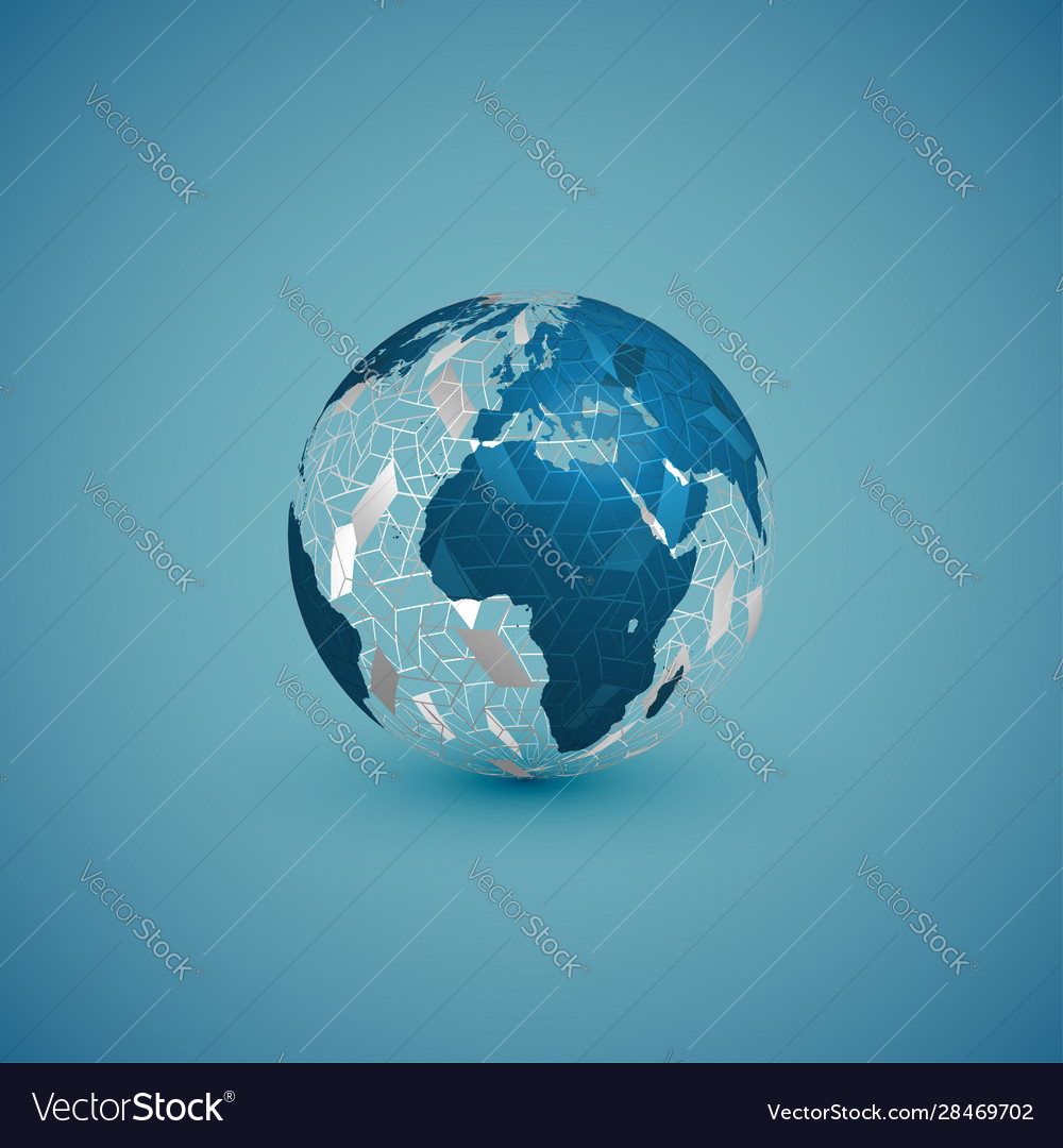 Blue globe map with pattern sphere Royalty Free Vector Image