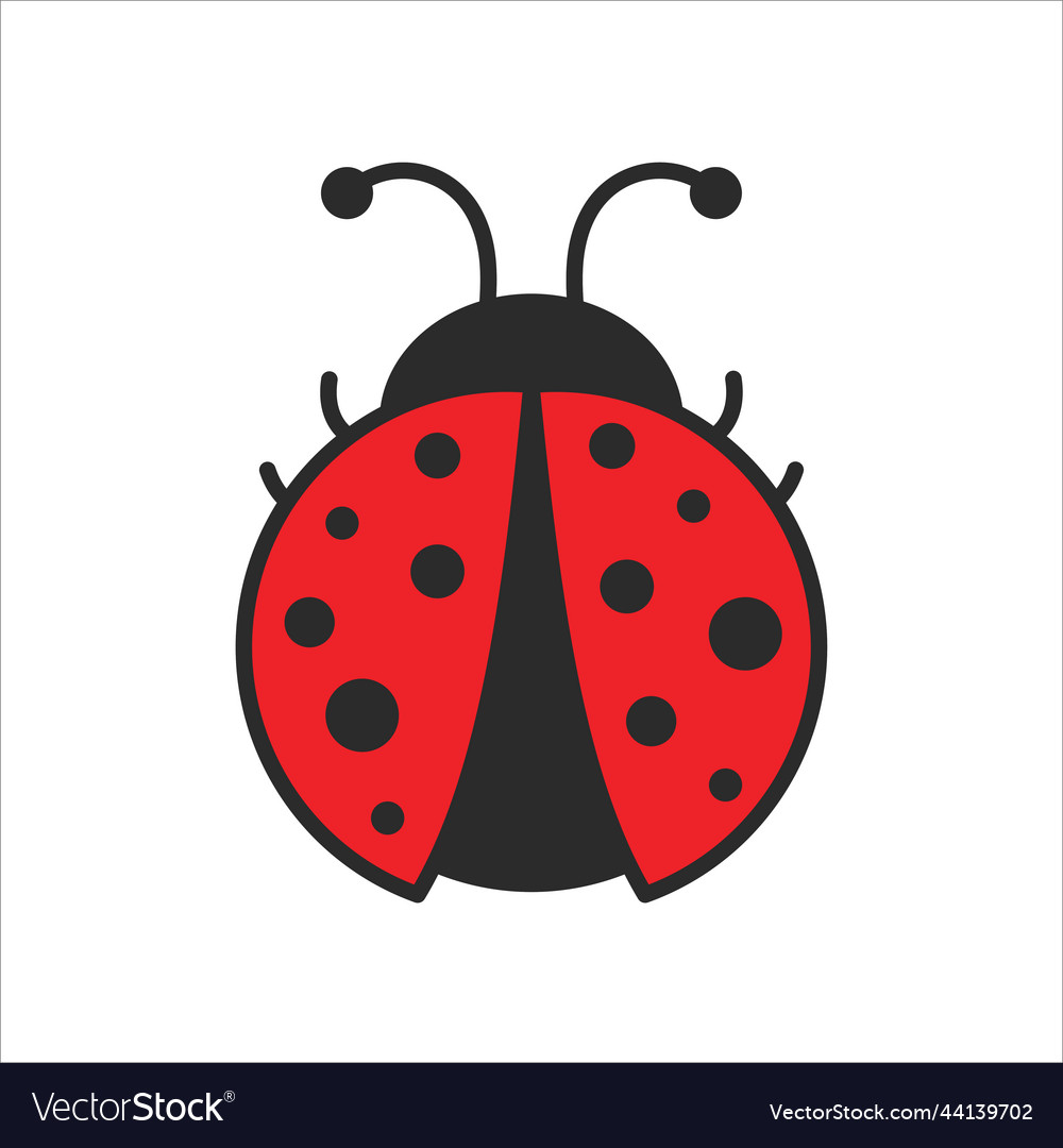 Cartoon cute black polka dot red ladybug isolated Vector Image