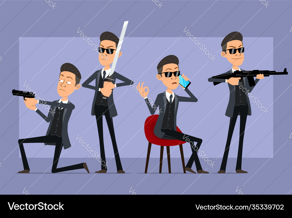 Cartoon flat funny mafia man character set Vector Image