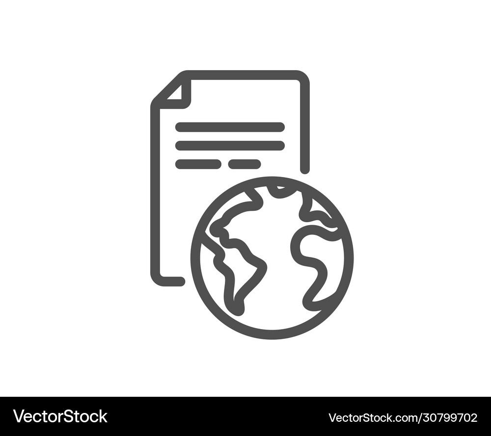 Global business documents line icon translation Vector Image