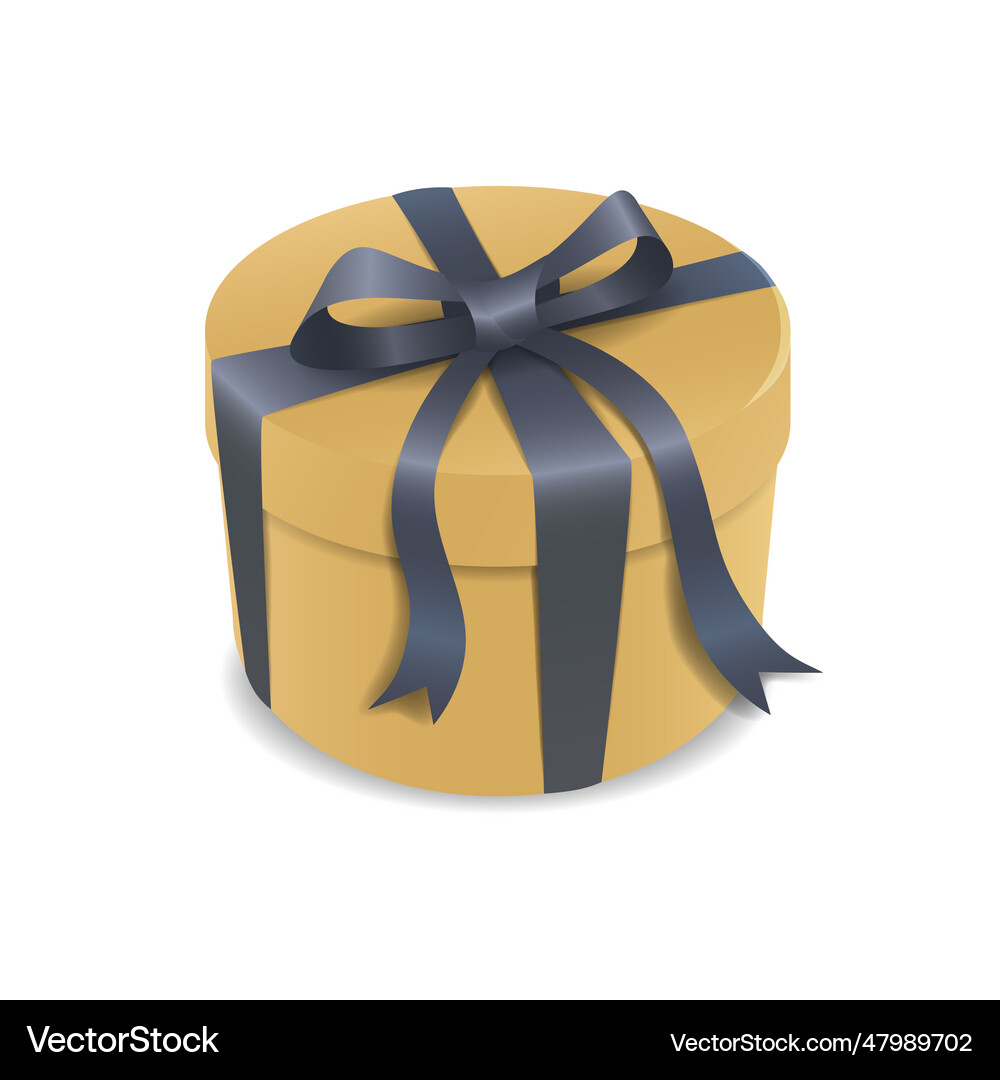 Isolated yellow gift box with blue ribbons Vector Image
