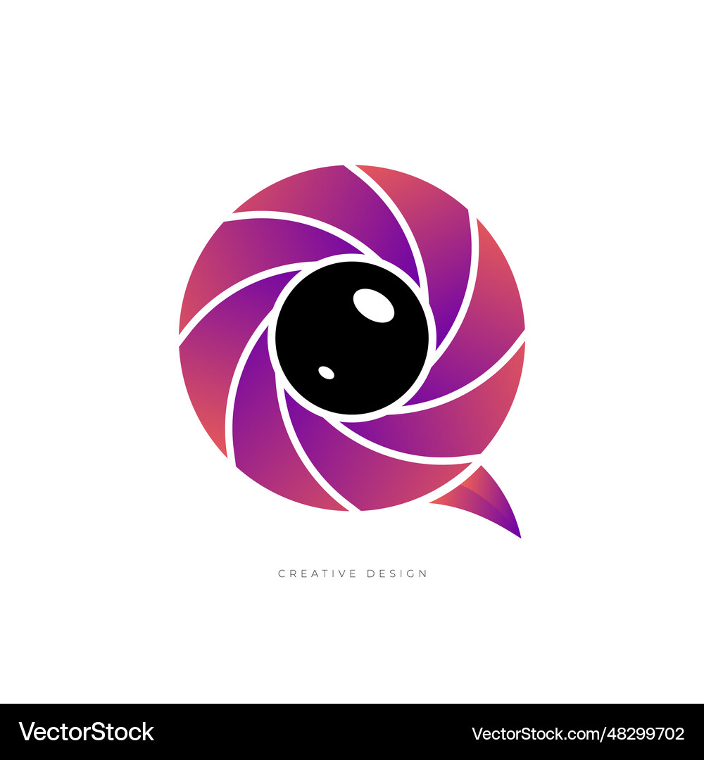 Letter q lens creative branding logo Royalty Free Vector