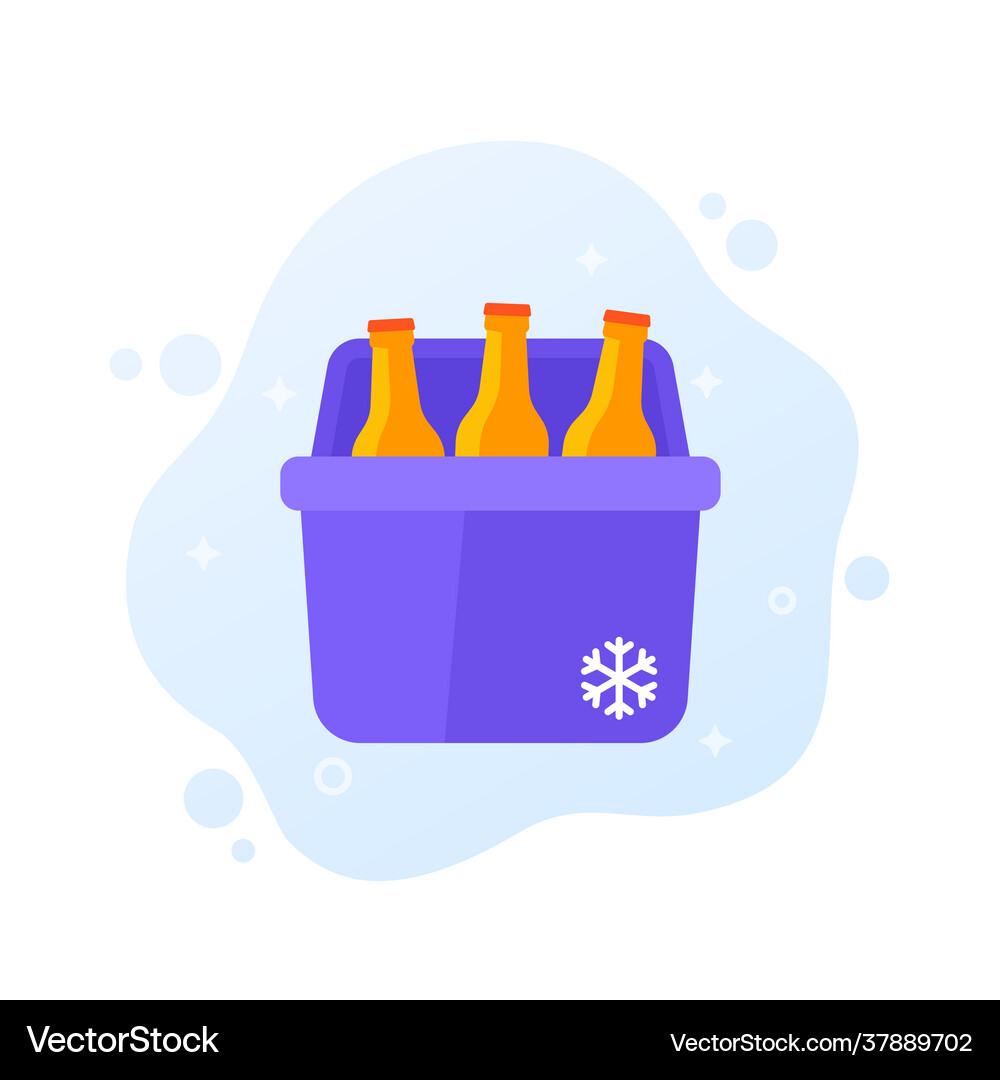 Portable cooler with soda bottles icon Royalty Free Vector