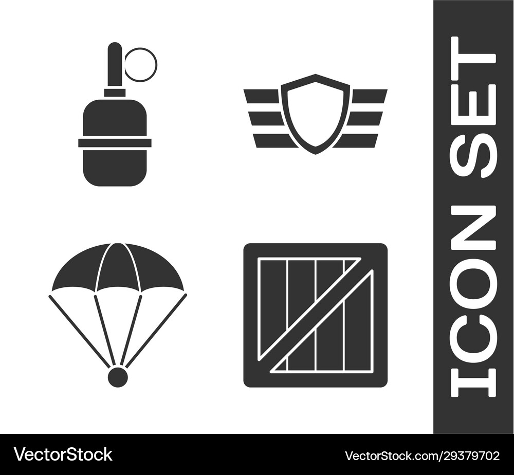 Set military ammunition box hand grenade Vector Image