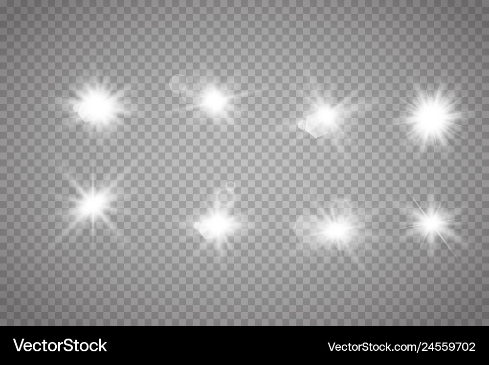 Set of glowing light stars Royalty Free Vector Image