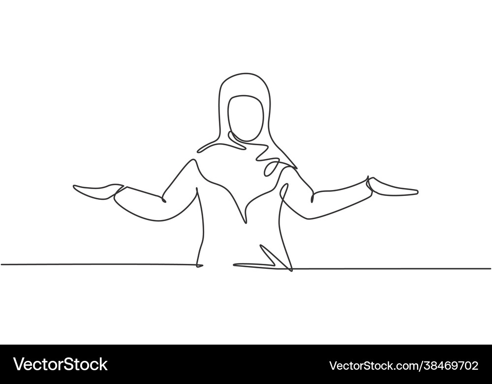 Single one line drawing young arabian business Vector Image