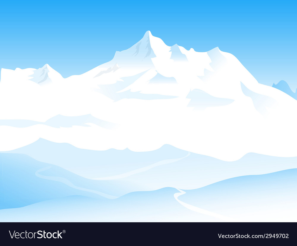 Winter landscape and snow peaks Royalty Free Vector Image