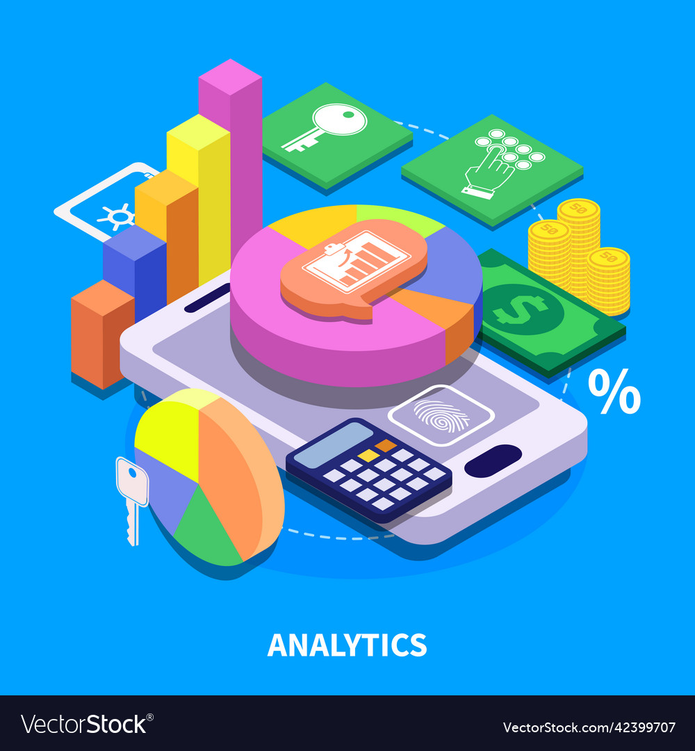 Analytics isometric Royalty Free Vector Image - VectorStock