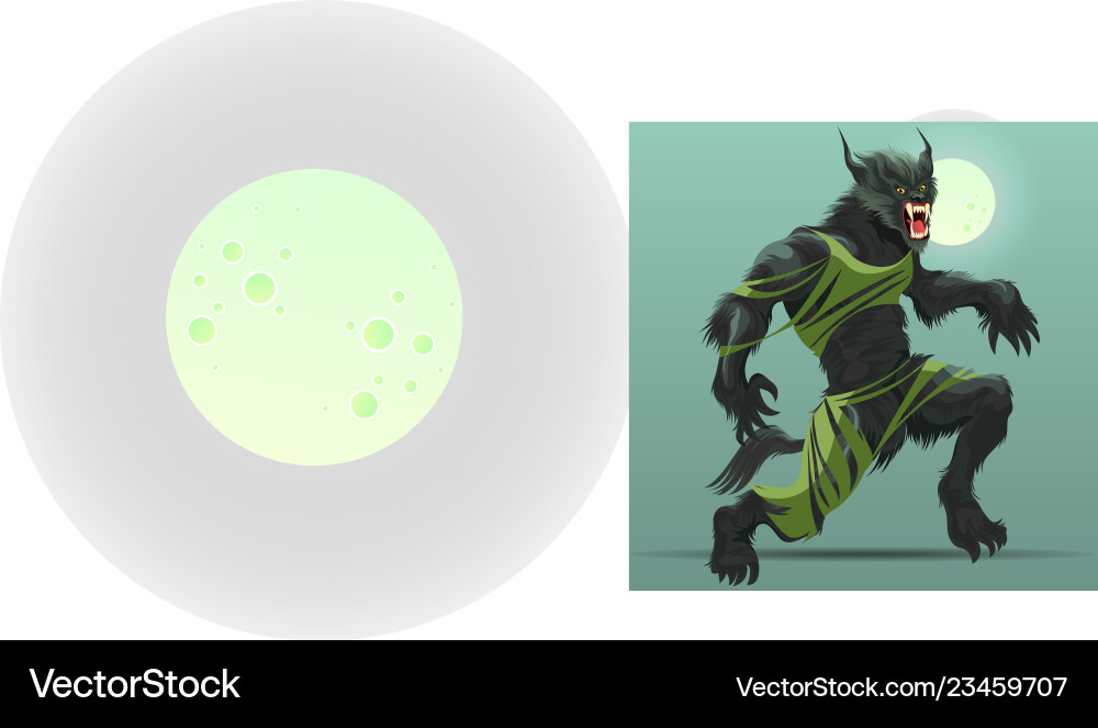 Angry werewolf monster turning under full moon Vector Image