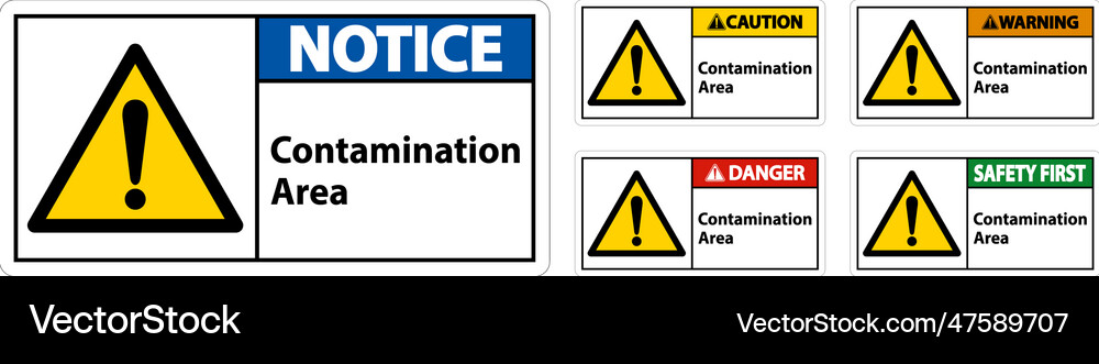 Contamination area warning sign on white Vector Image