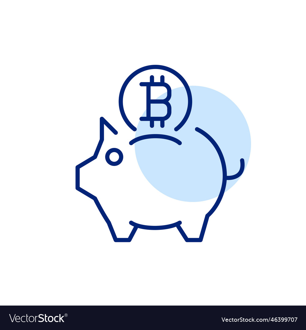 Cryptocurrency savings piggy bank and bitcoin Vector Image