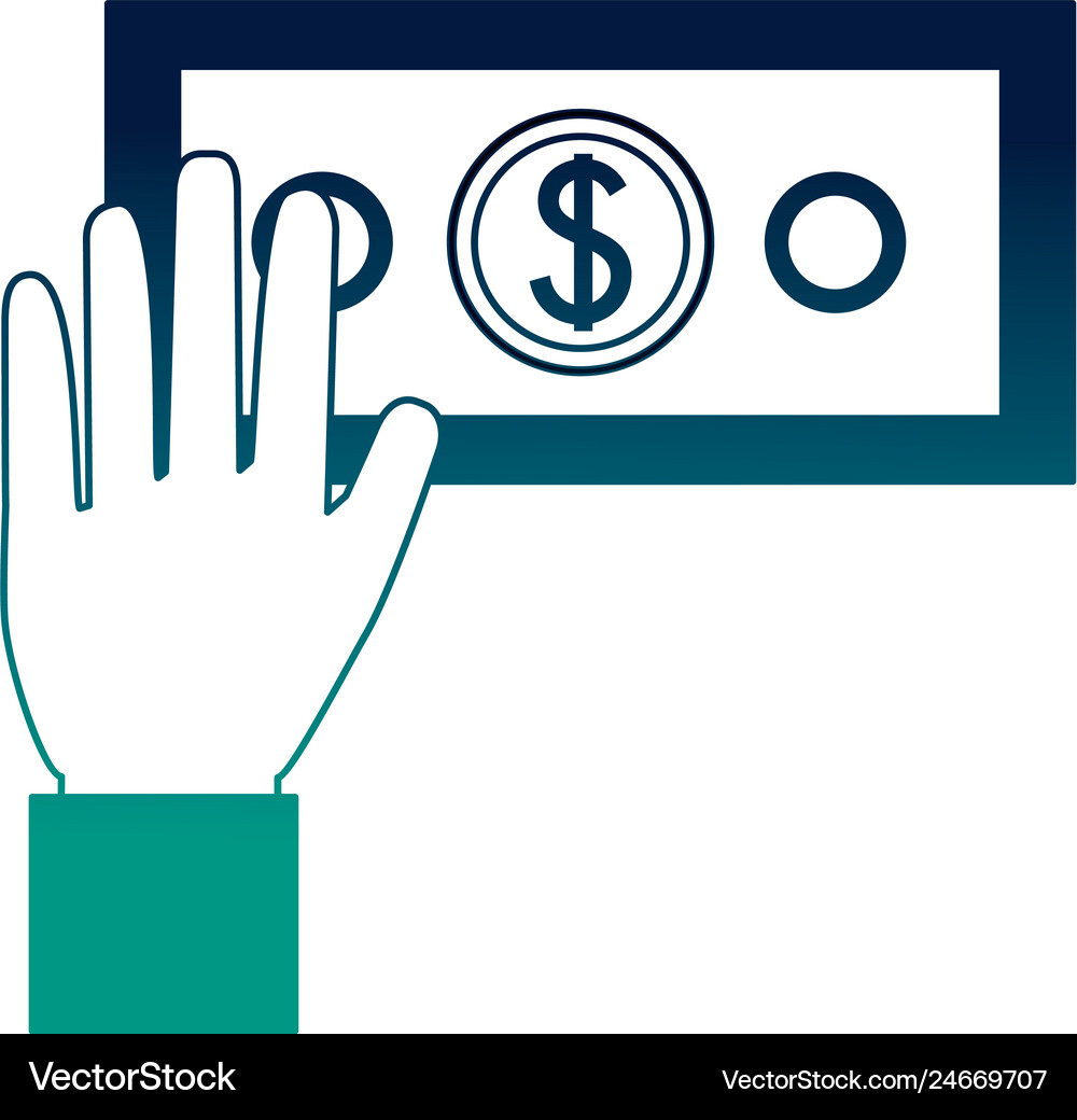 Hand holding banknote money dollar Royalty Free Vector Image